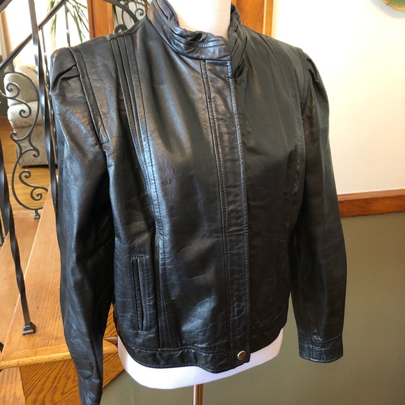 Winlit | Jackets & Coats | Winlit Vintage 8s Puff Sleeve Leather Jacket ...